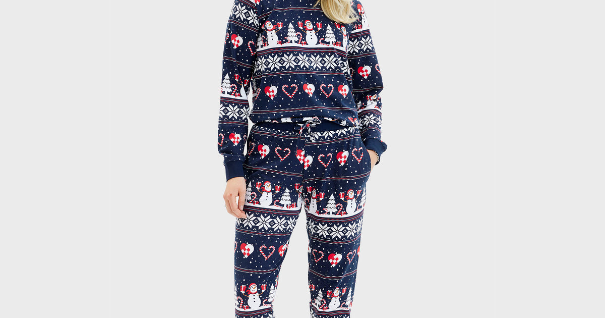 Kersthart Kerstpyjama Navy - Dames. | Happy Seasons